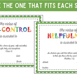 Editable Christian Virtue Awards With Scripture - Etsy