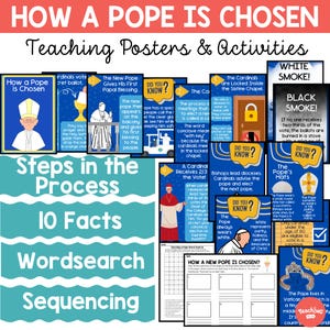 How a Pope is Elected: Classroom Poster Set, Sequencing, Word Search ...
