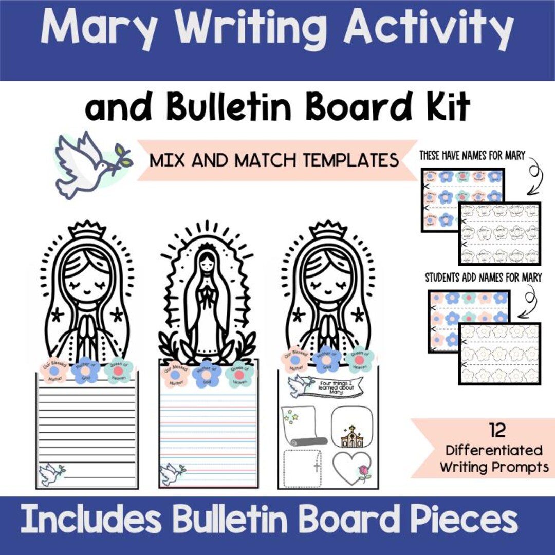 Catholic Mary Writing Activity & Bulletin Board Kit (digital Download ...