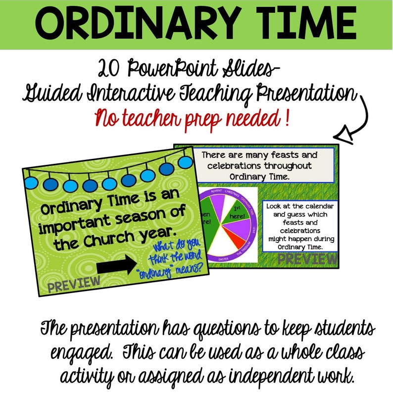 The Catholic Liturgical Season of Ordinary Time Presentation, Task ...