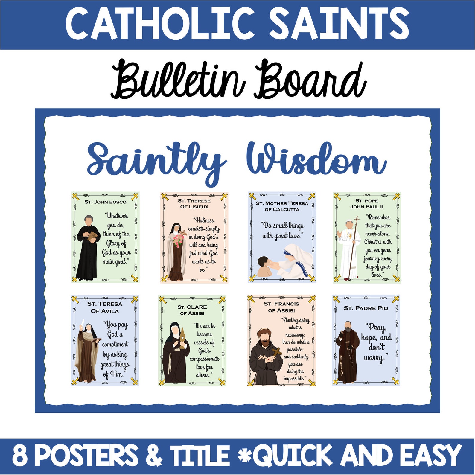 Catholic Saints Posters Bulletin Board | Catholic Classroom Decor ...