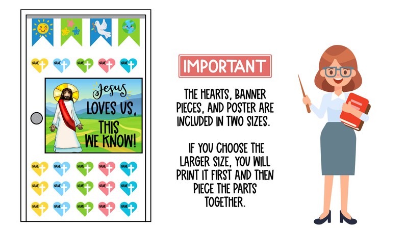 Back to School Christian Door Decoration Kit: Jesus Loves Us - Etsy