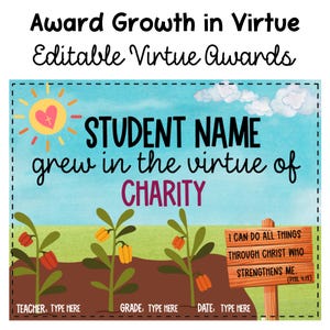 Editable End of the Year Christian Virtue Awards With Scripture ...