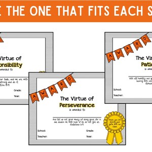 Awards: Editable Christian Virtue Awards With Scripture (yellow and ...