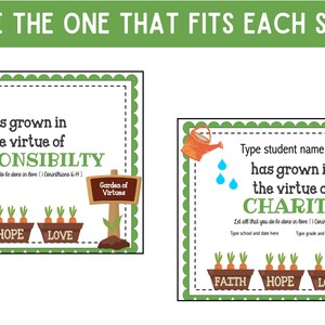 Editable Virtue Awards Christian: Growing in Virtue - Etsy