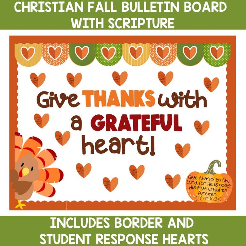 Fall Christian Bulletin Board:give Thanks With a Grateful Heart - Etsy