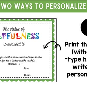 Editable Christian Virtue Awards With Scripture - Etsy