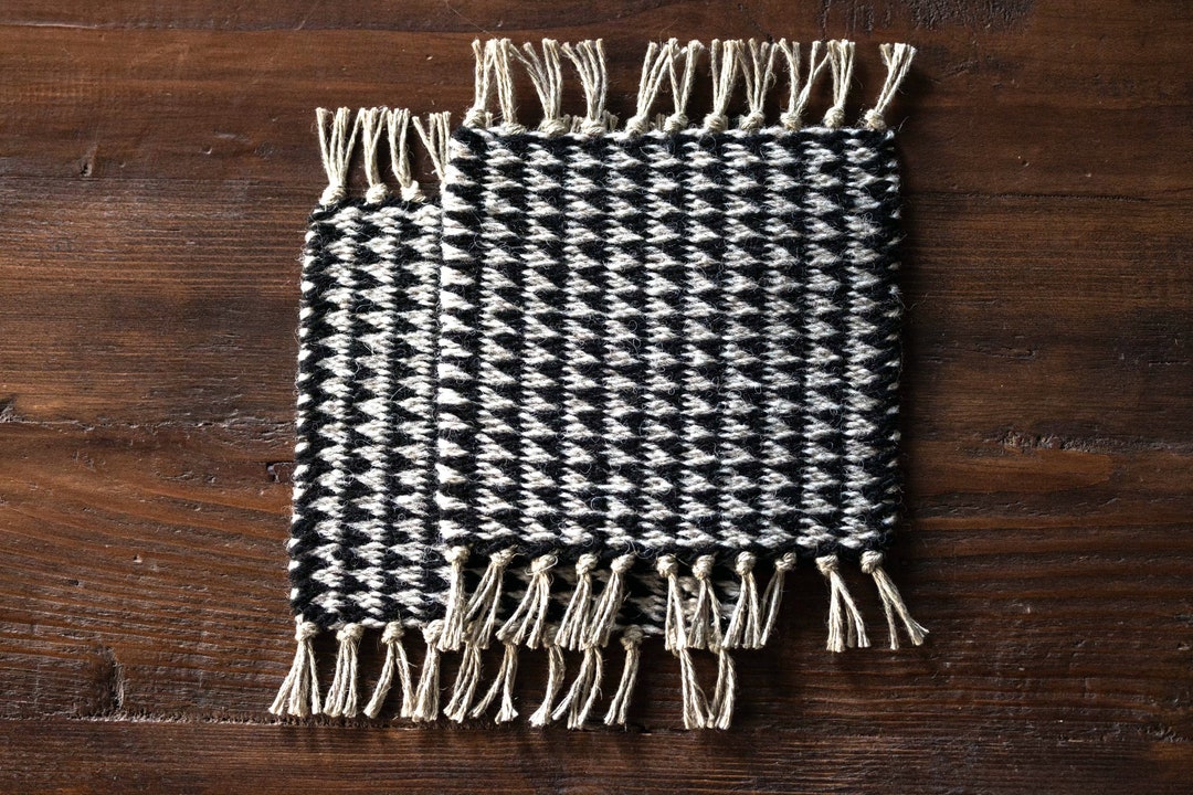 Handwoven Wool Geometric Coasters (set of 2) - Etsy