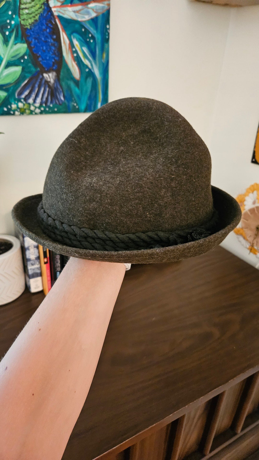 Vintage 1950s Green Felt Bowler Hat With Rope Detail - Etsy