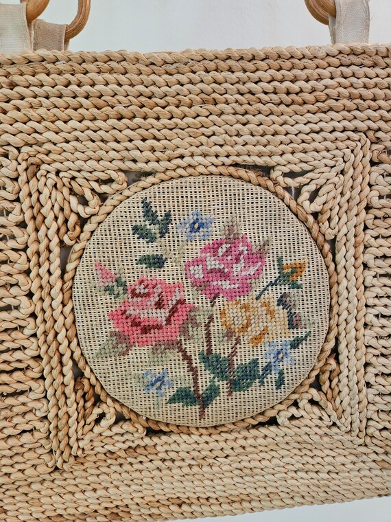 Vintage "Heiress" Rattan Bag with Wooden Handles and … - Gem