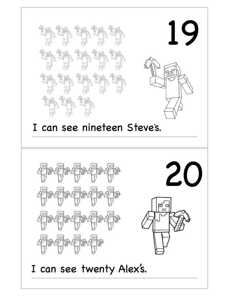 Minecraft Counting Coloring Book - Etsy
