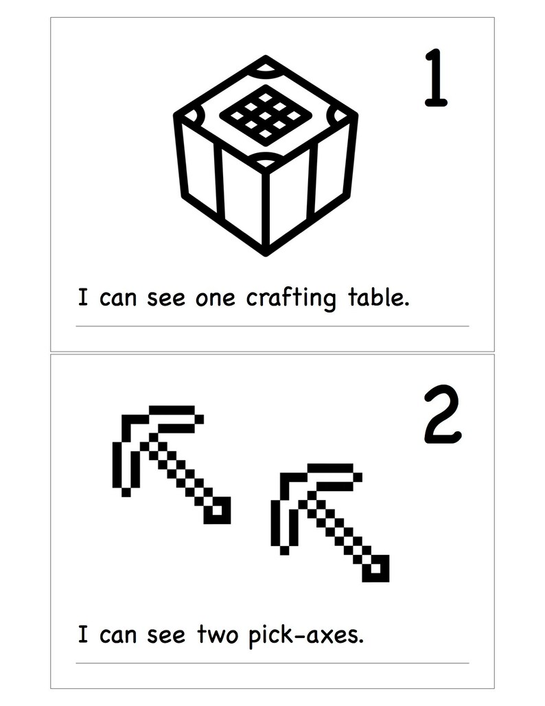 Minecraft Counting Coloring Book - Etsy