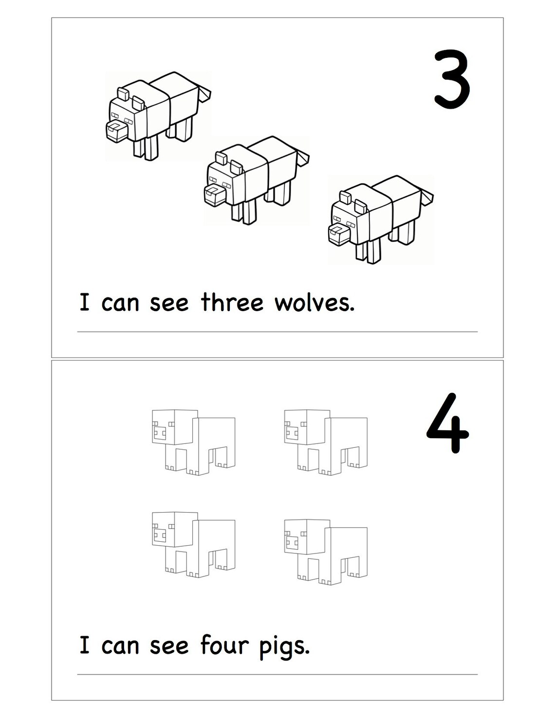 Minecraft Counting Coloring Book - Etsy