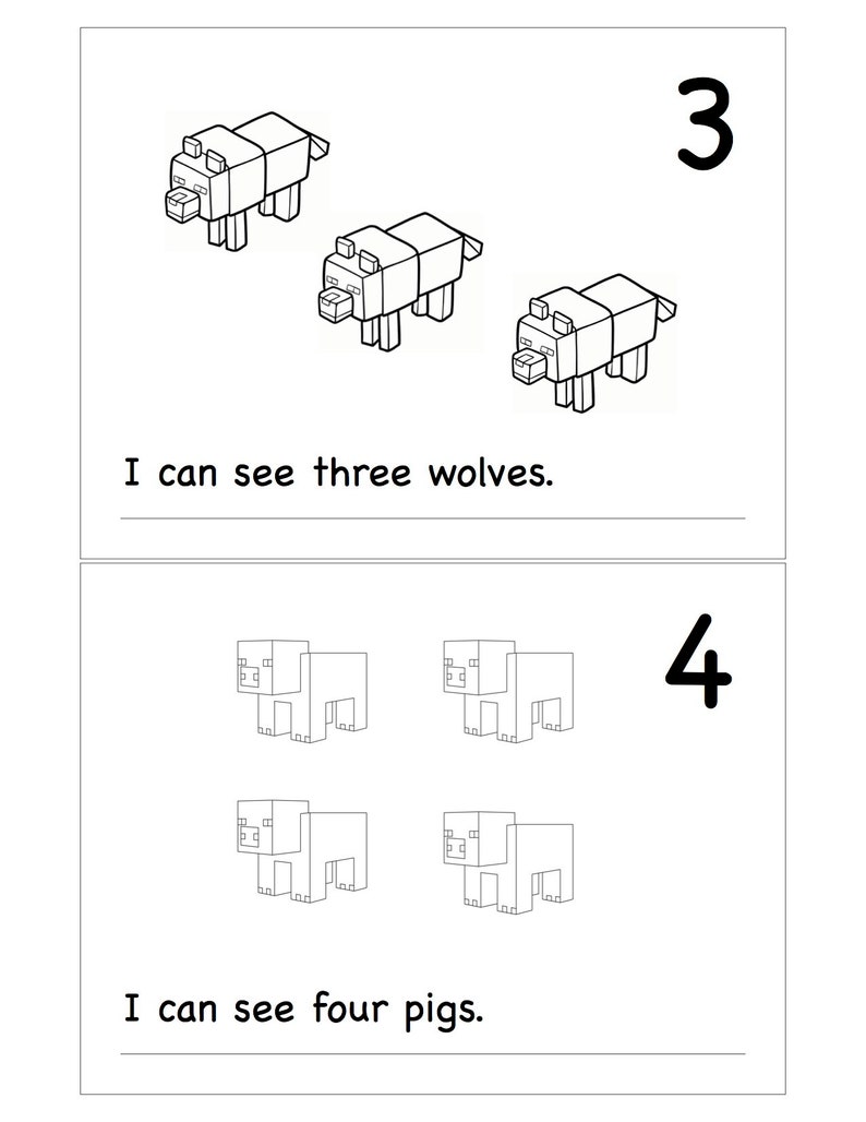 Minecraft Counting Coloring Book - Etsy