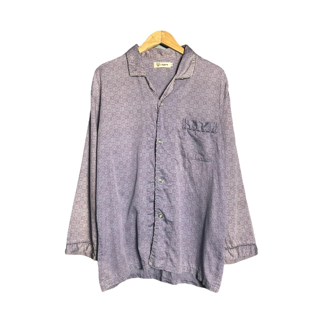 Vintage MCM Monogram Button up Shirt/pajamas - Etsy