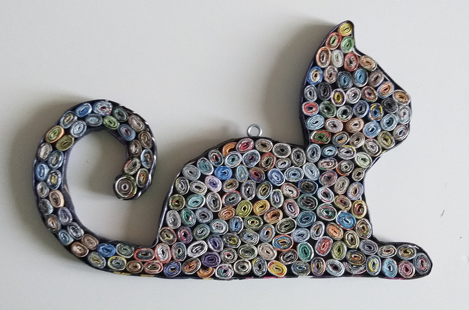 Cat made of recycled paper Wall decoration | Etsy