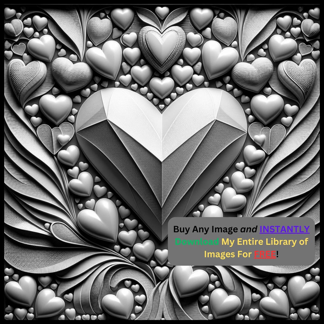 Ornate Heart Image Laser Cut Burn File | Intricate 3D Illusion Digital ...