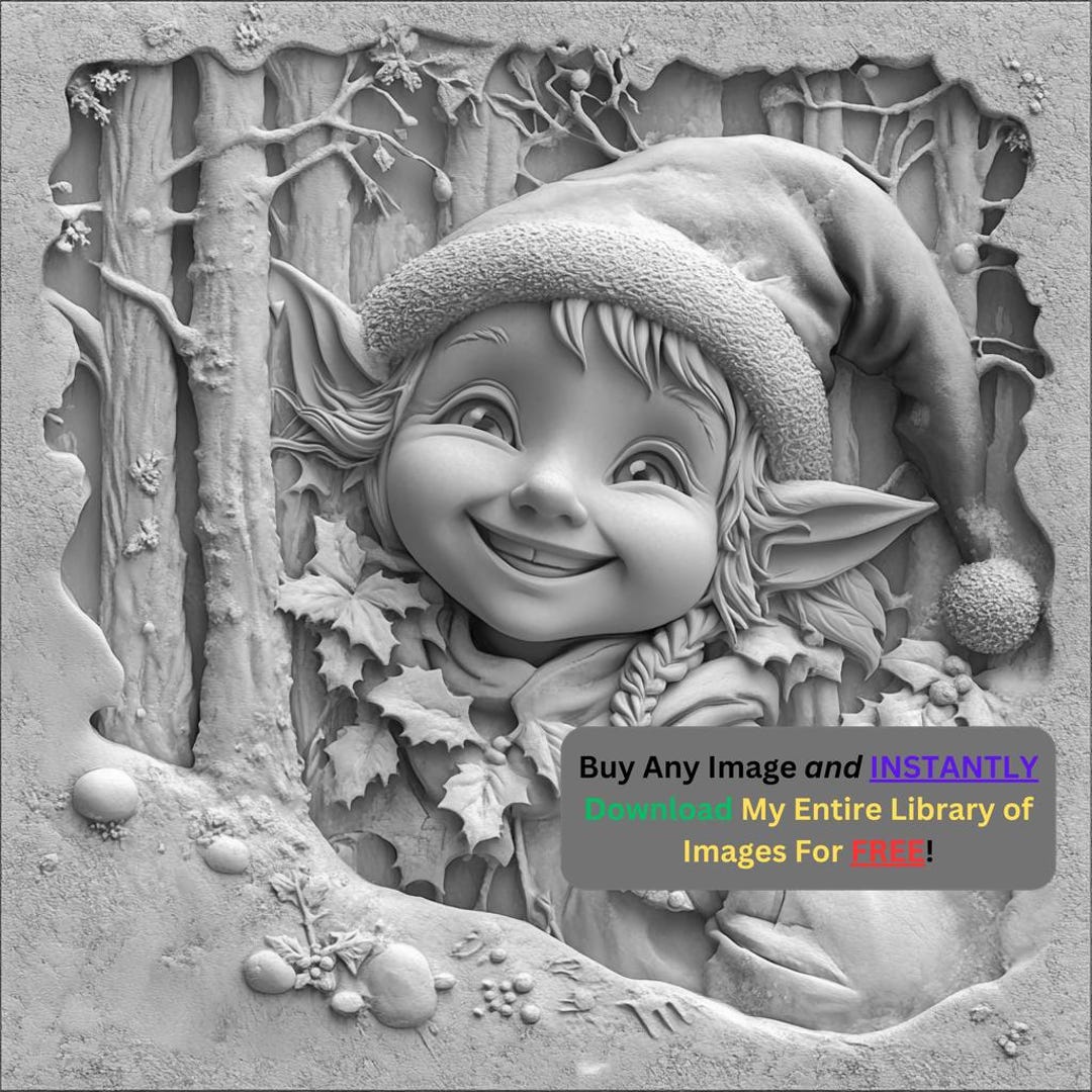 Elf Image Laser Cut Burn File | Holiday Cheer Forest Scene Digital ...