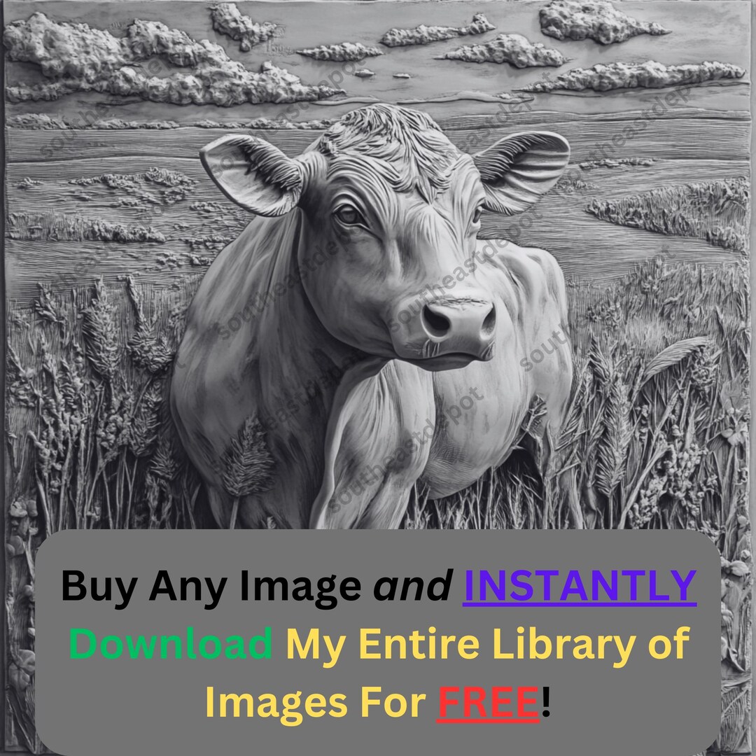 Cow Portrait Image Ready Laser Engrave Burn File | Farmhouse Rural ...
