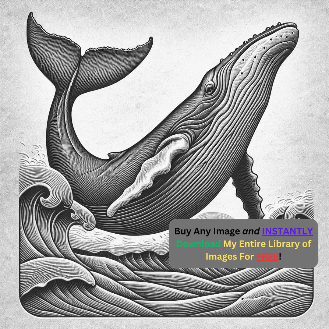 Blue Whale Image Laser Cut Burn File | Ocean Waves Art Digital Download ...