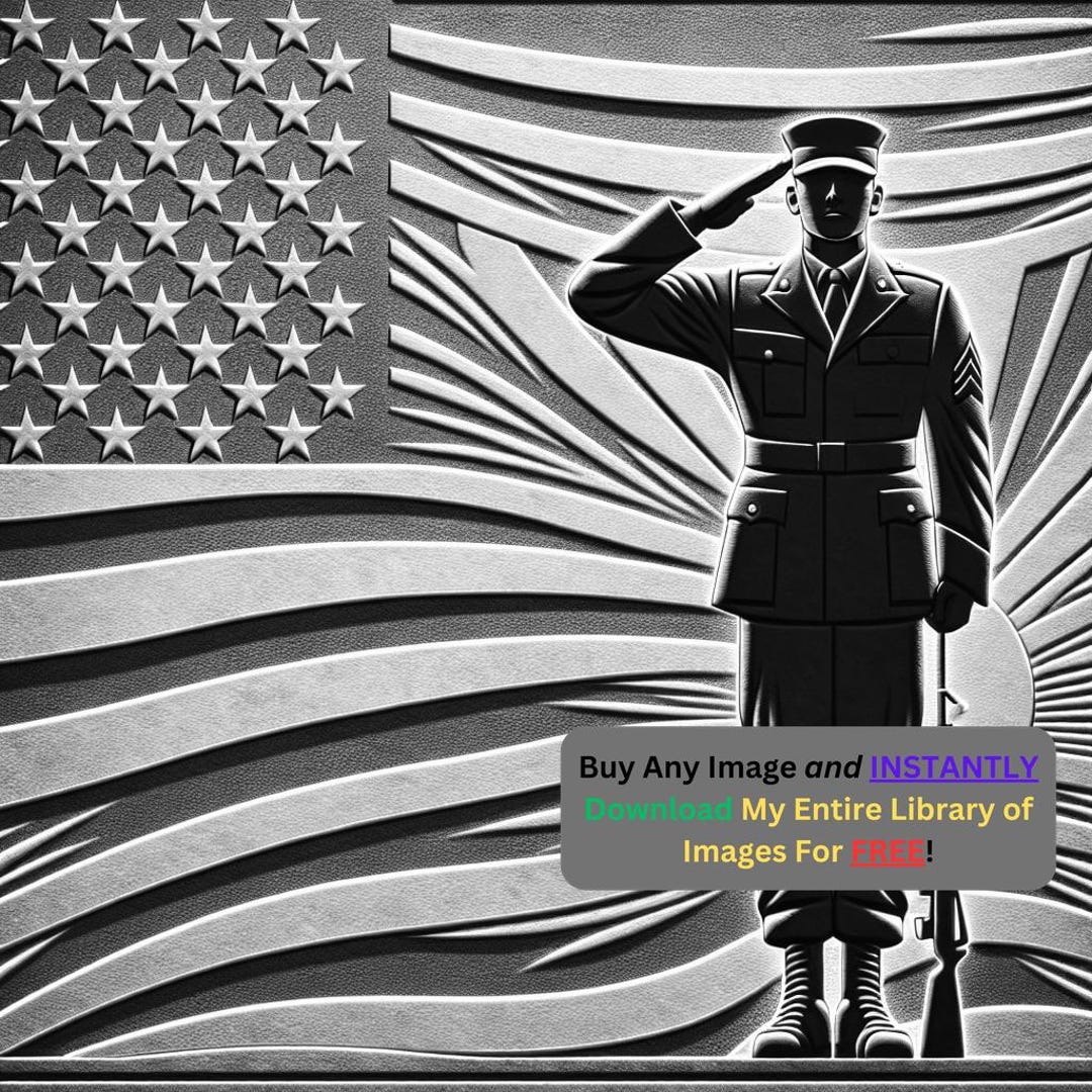 USA Flag Soldier Image Laser Cut Burn File | Saluting Military Scene ...