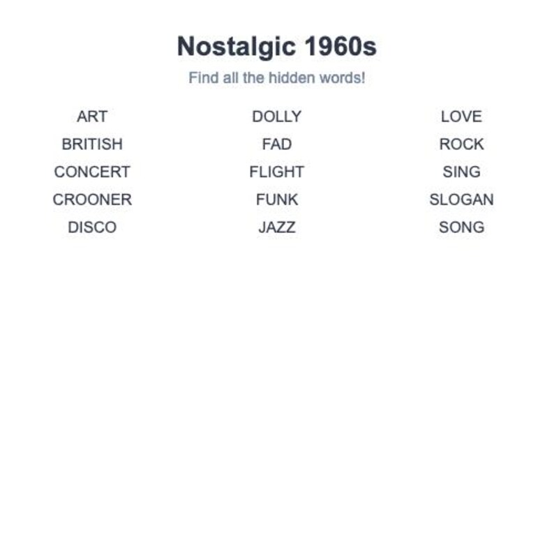 Nostalgic 1960s Word Search + ENTIRE Library | 20+ Themes 100+ Puzzles ...