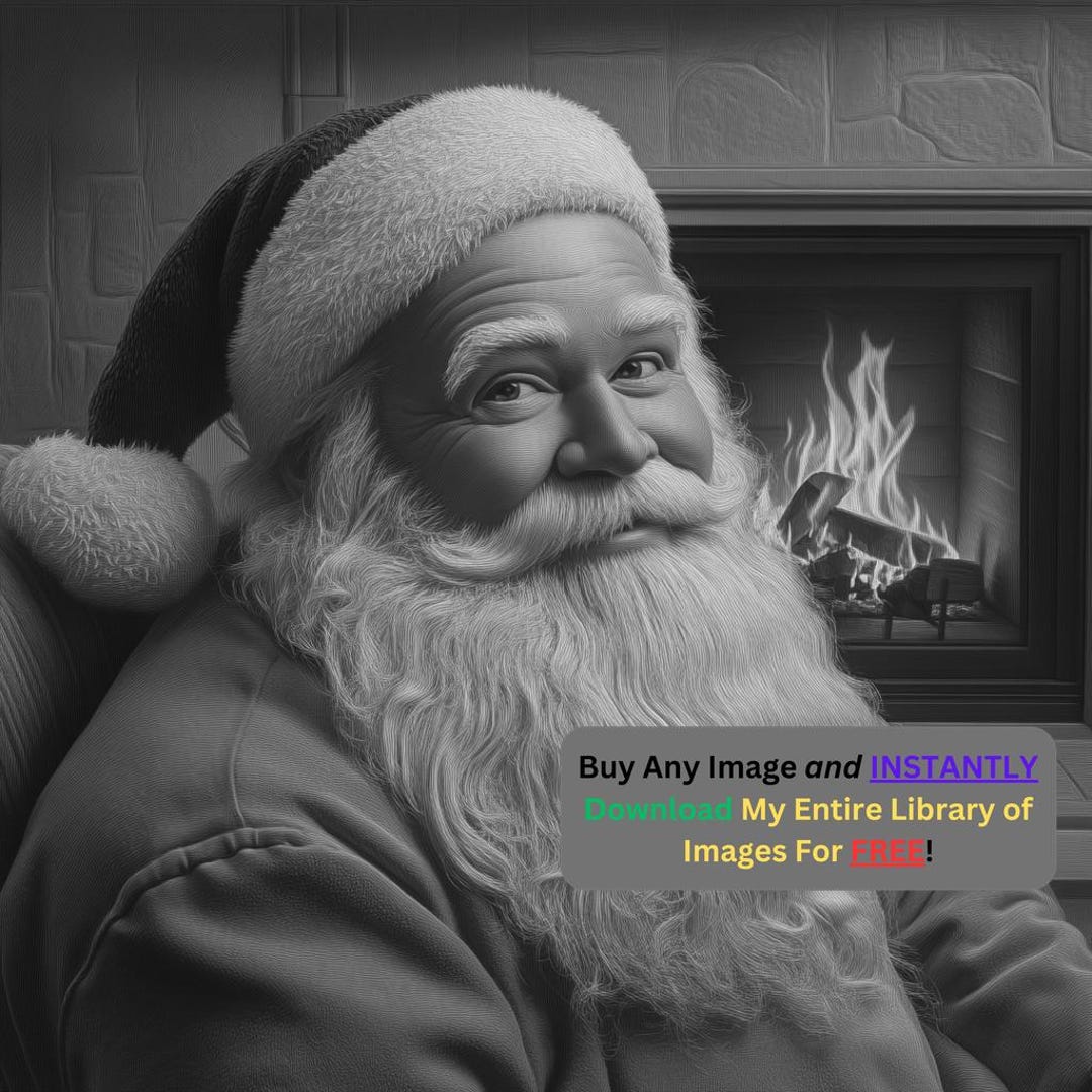 Santa Claus Image Laser Ready Cut Burn File | Fireplace Warmth Digital ...