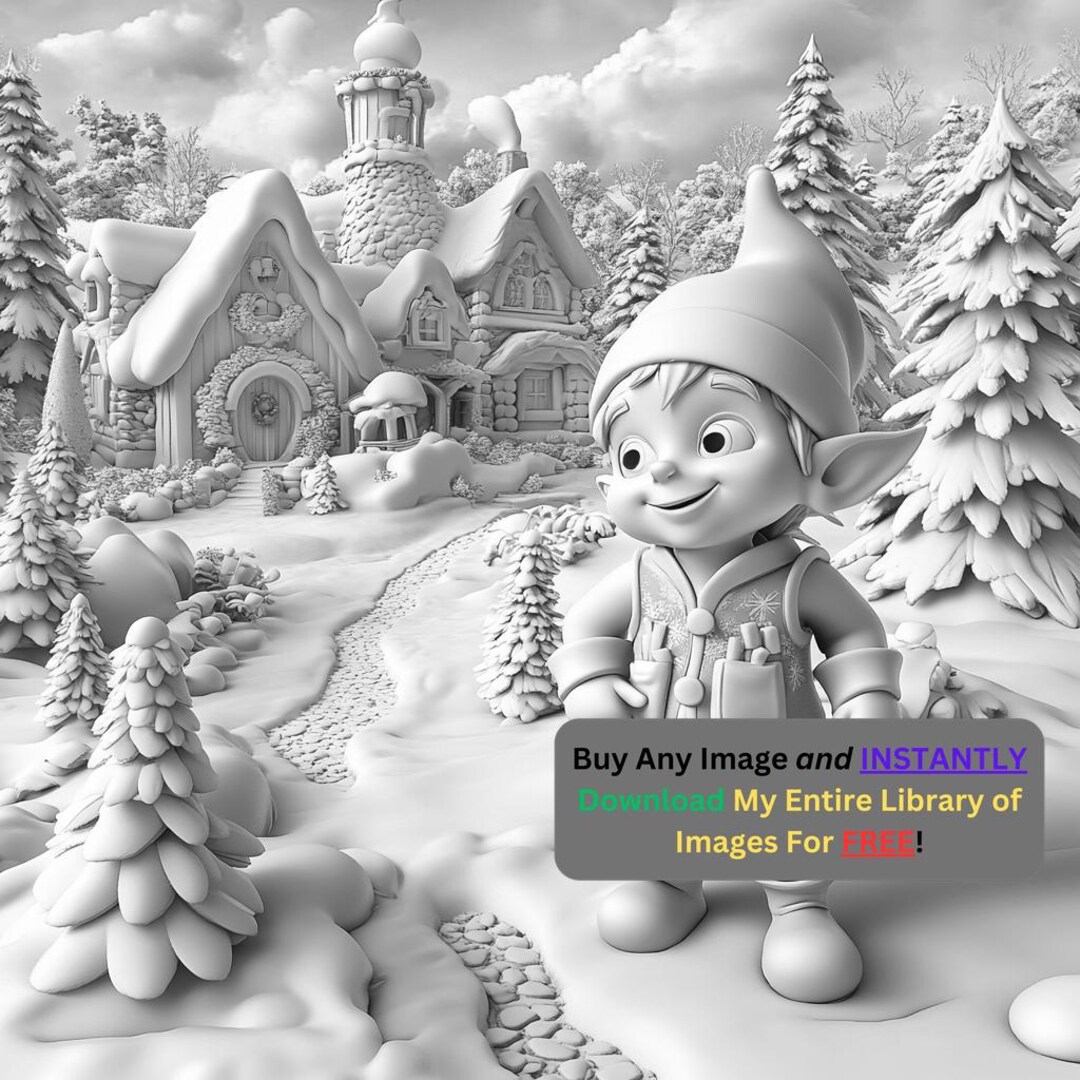 Elf Image Laser Cut Burn File | Snowy Forest Winter Wonderland Digital ...