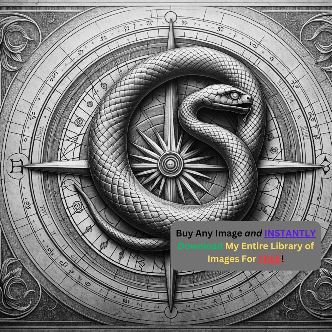 Ouroboros Snake Image Laser Cut Burn File | Compass Engraving Digital ...
