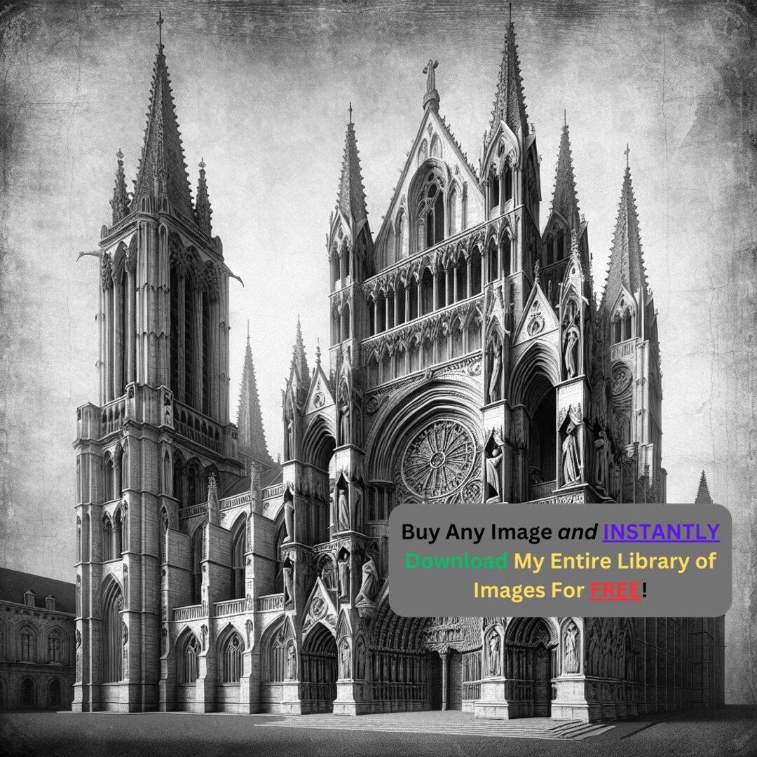 Gothic Cathedral Image Laser Cut Burn File | Vintage Architecture ...