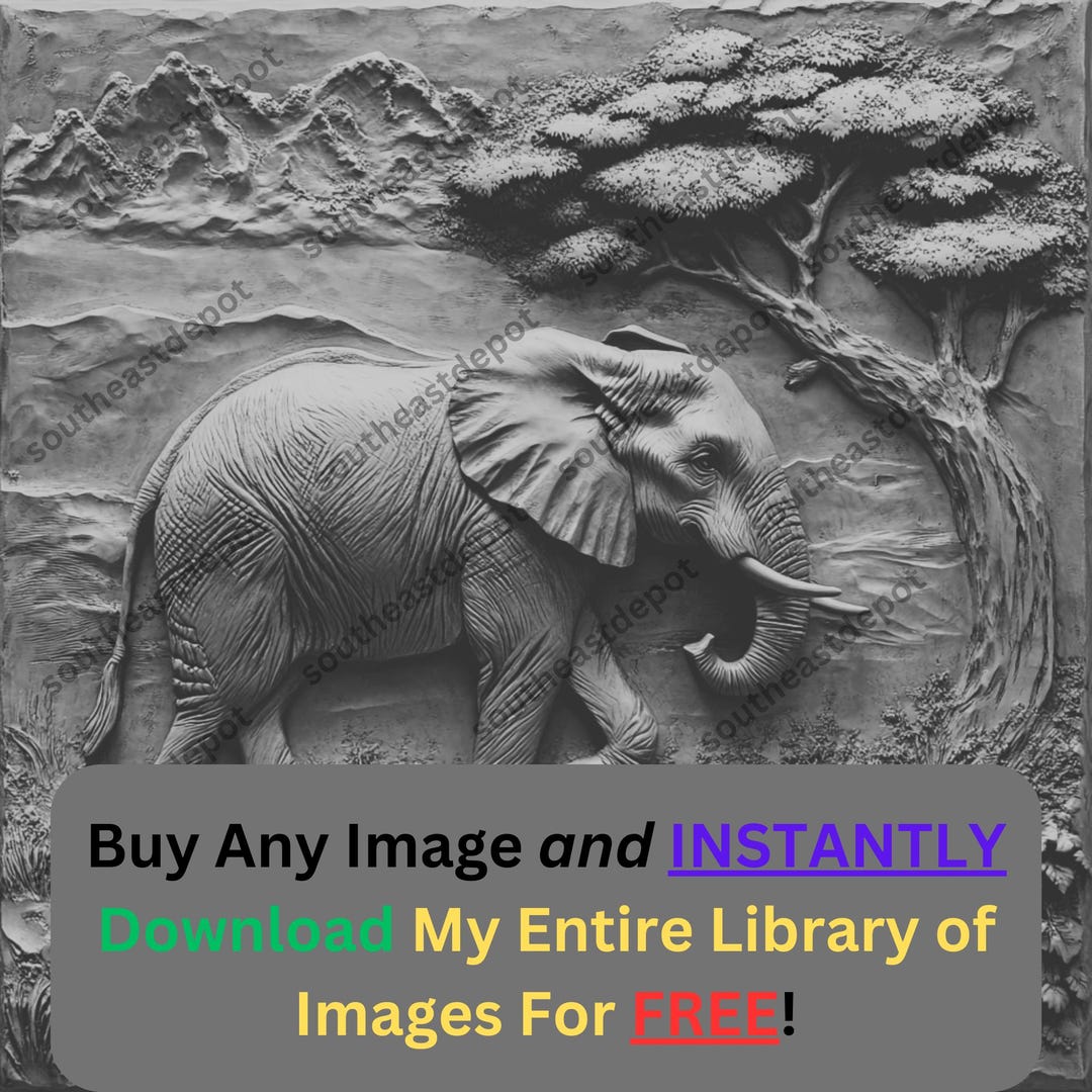 3D African Elephant Relief Wall Art | Safari Wildlife Laser Design ...