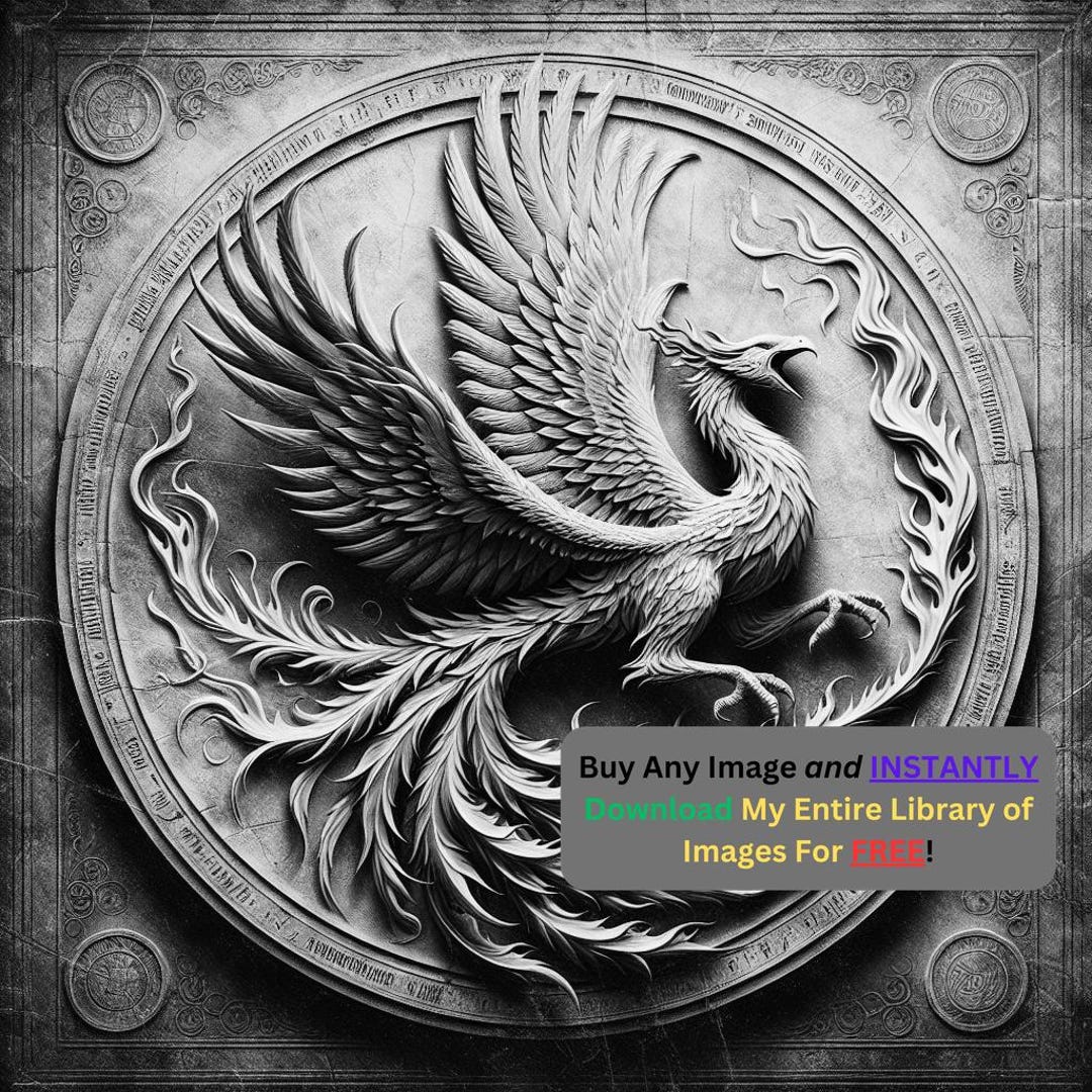 Phoenix Image Laser Cut Burn File | Detailed Engraved Flames Digital ...