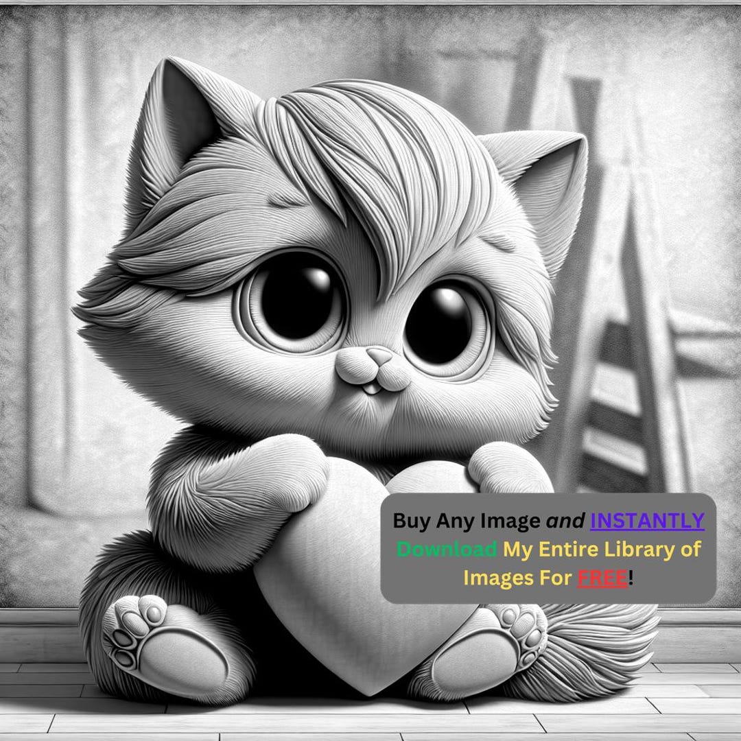 Kitten Image Laser Cut Burn File | Cute Cat Studio Illustration Digital ...