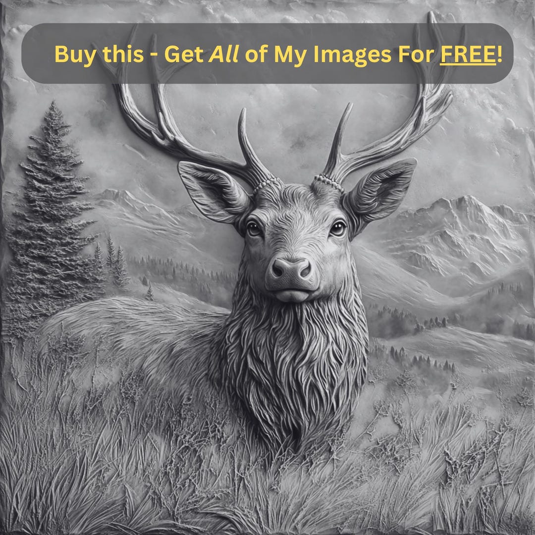 Stag Portrait Image Laser Ready Burn File | Mountain Highland Wildlife ...