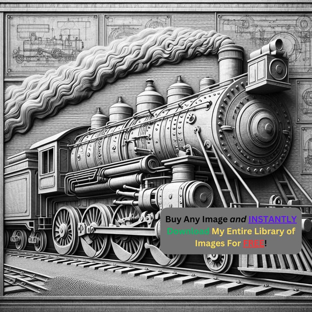 Early Steam Locomotive Image Laser Cut Burn File | Train Digital ...