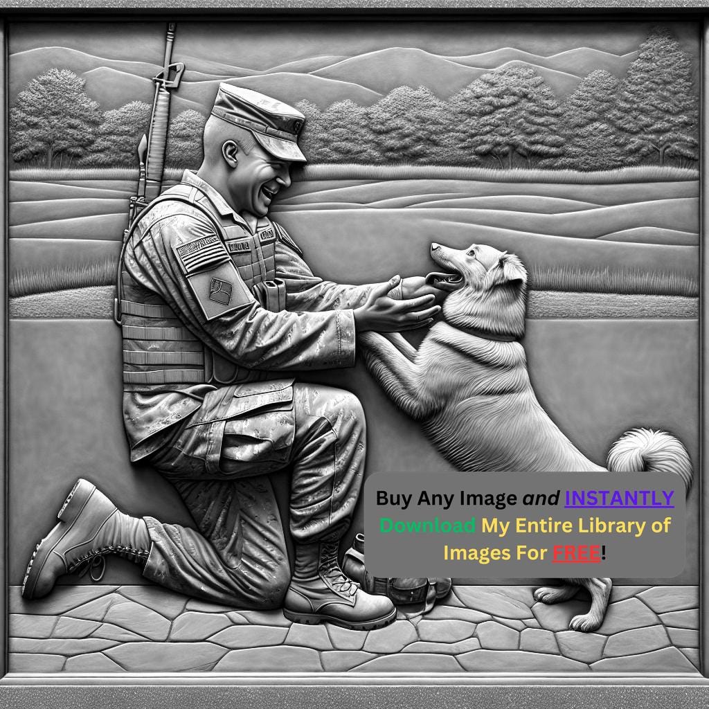 US Soldier-dog Reunion Image Laser Cut Burn File | Military Friendship ...