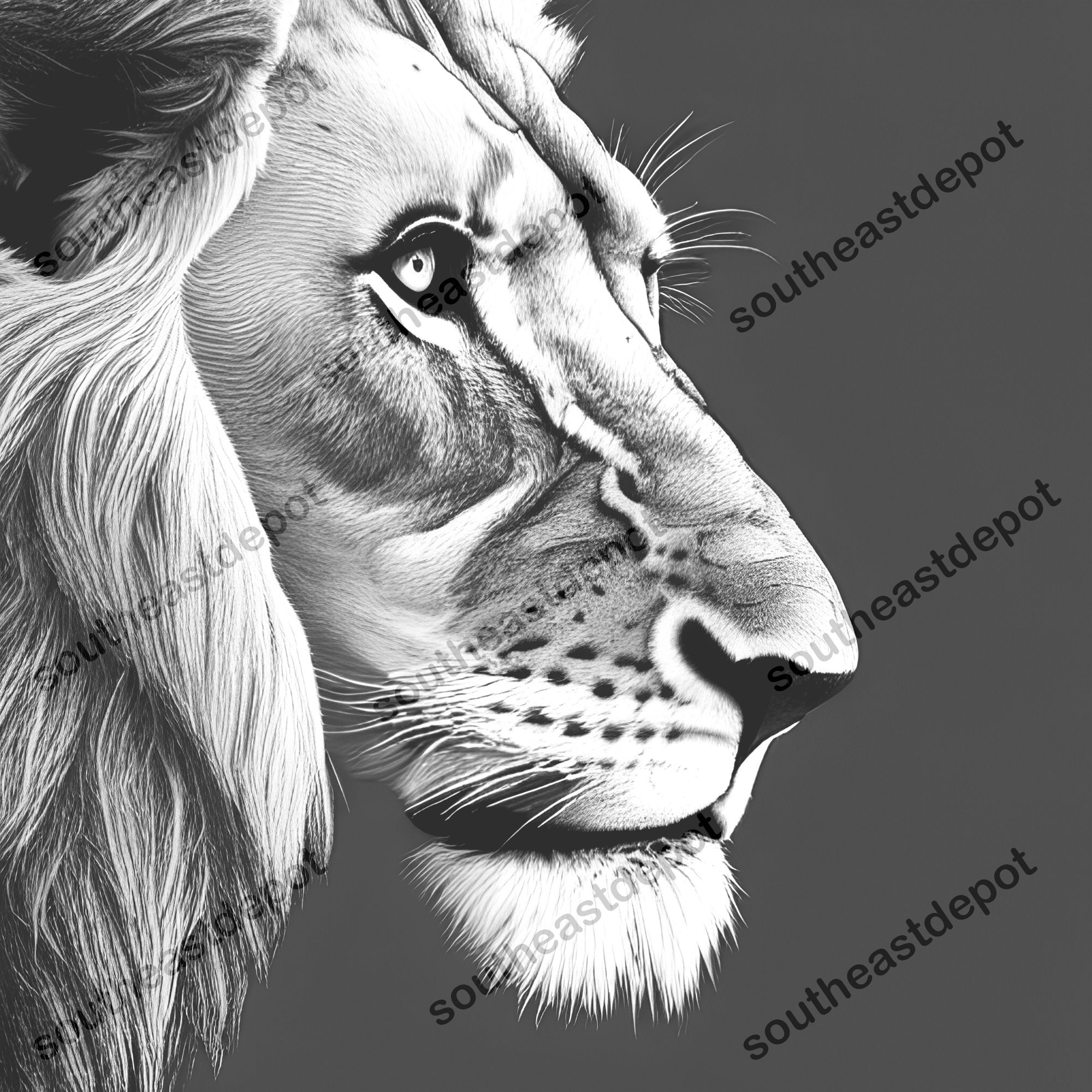 Lion Head Side Profile Drawing