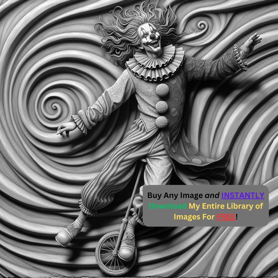 Circus Clown Image Laser Cut Burn File | Playful Unicycle Design ...