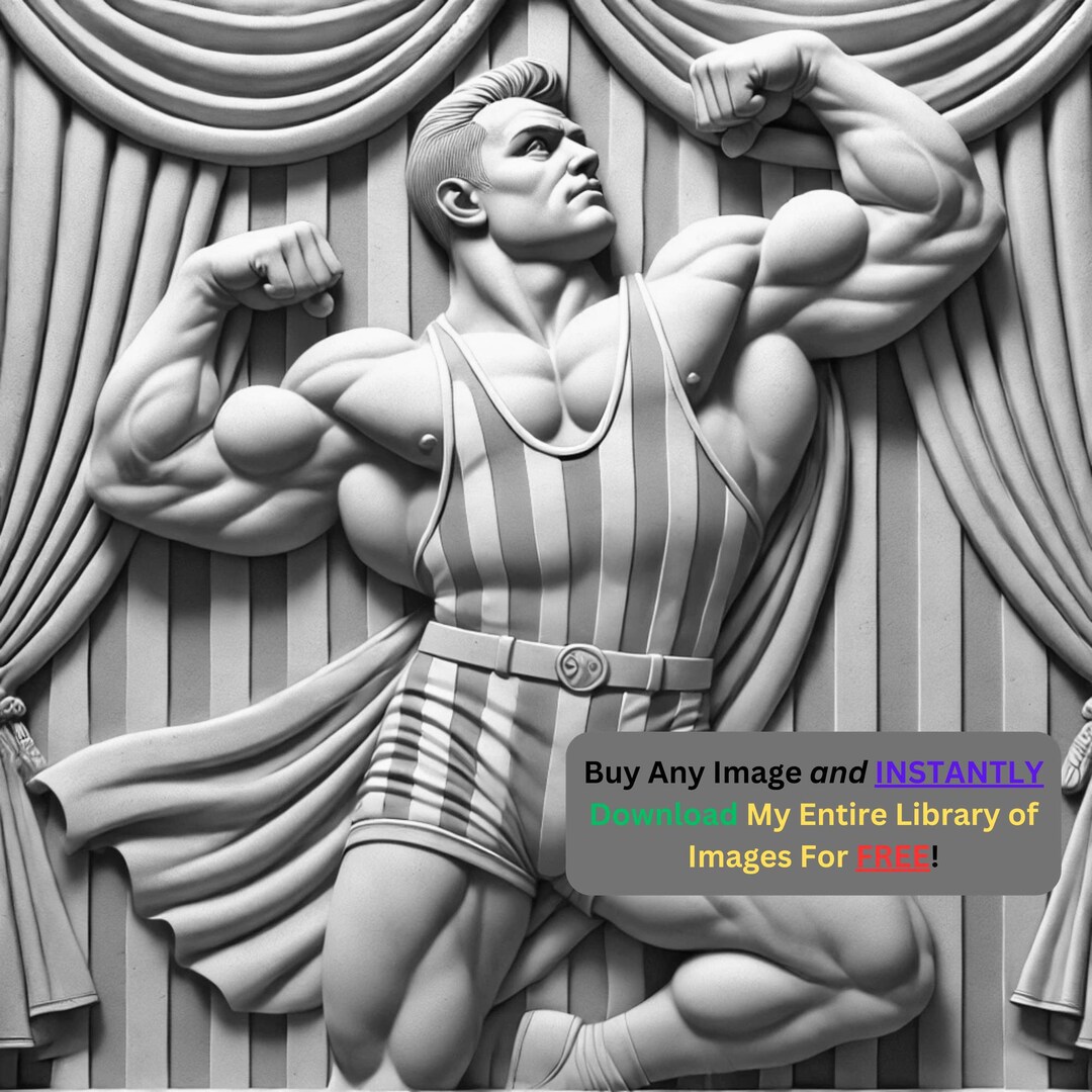 Circus Strongman Image Laser Cut Burn File | Muscular Art Digital ...