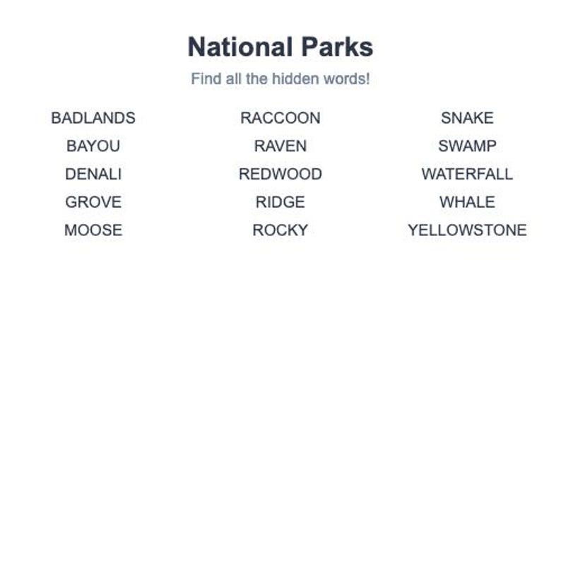 National Parks Word Search + ENTIRE Library | 20+ Themes 100+ Puzzles ...