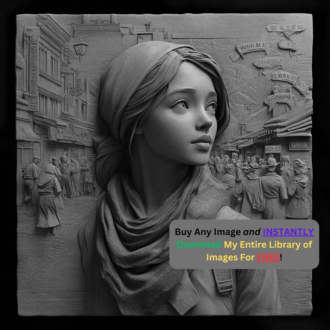 Woman Person Image Laser Cut Burn File | Street Market Bas-relief ...