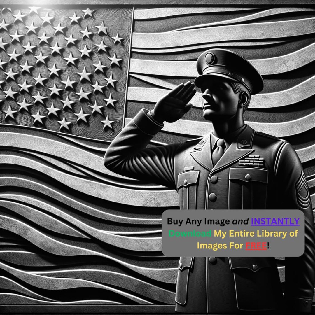 USA Soldier Image Laser Cut Burn File | Patriotic Flag Salute Digital ...