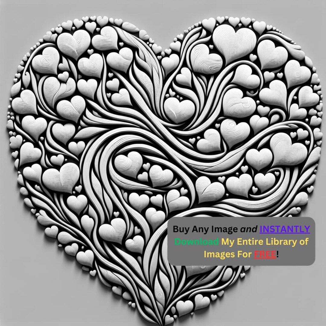 Heart Image Laser Cut Burn File | Intricate Pattern Design Digital ...