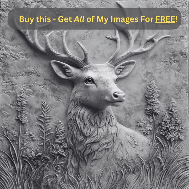 Deer Portrait Image Laser Ready Burn File | Wildflower Meadow Buck ...