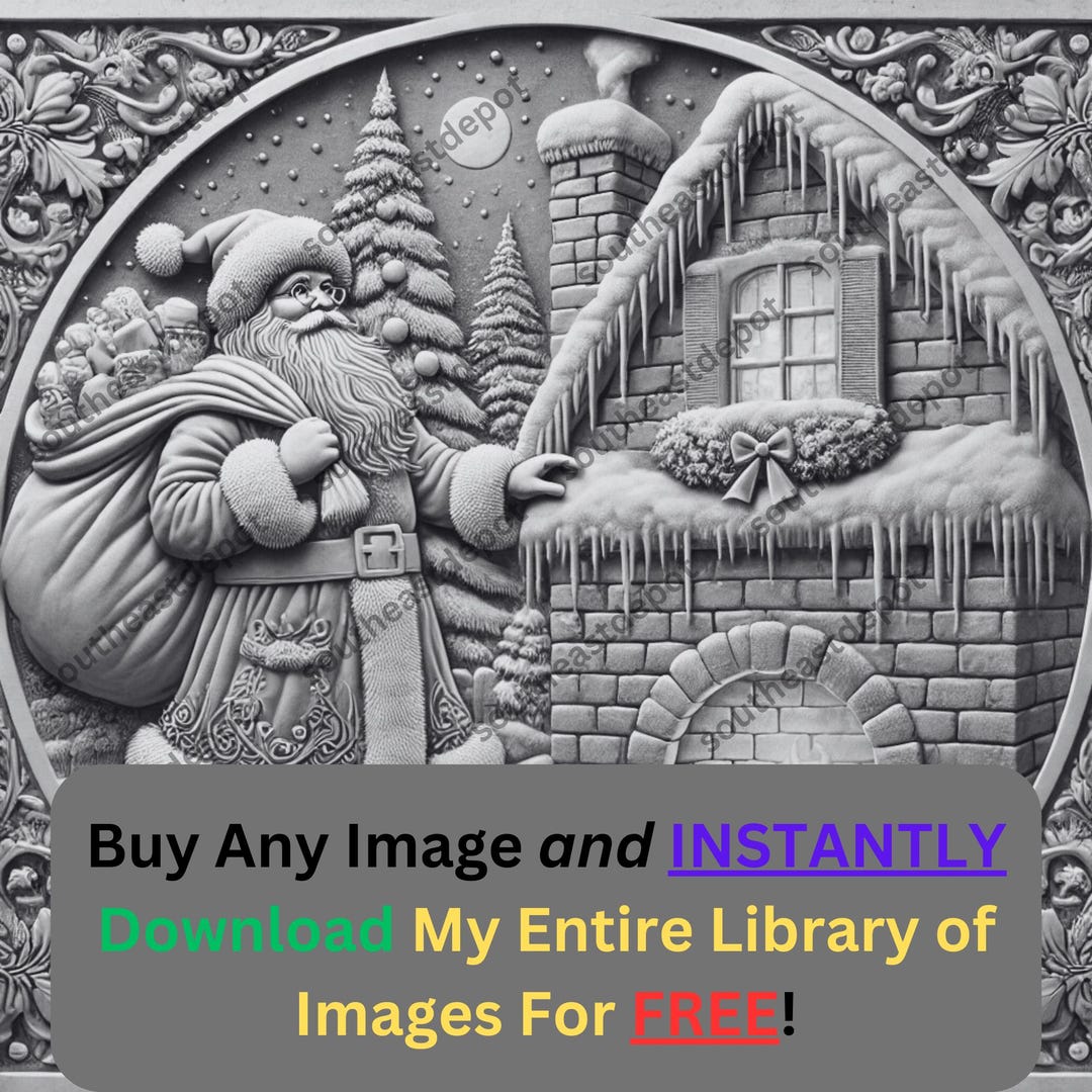 Santa Delivering Gifts Image Laser Engrave Burn File | Holiday Winter ...