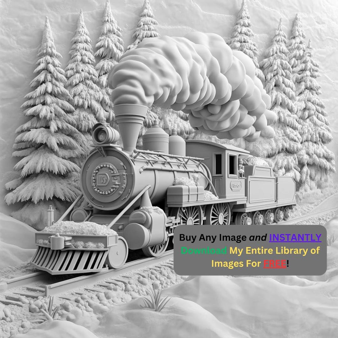 Locomotive Image Laser Ready Cut Burn File | Snow Forest Steam Engine ...