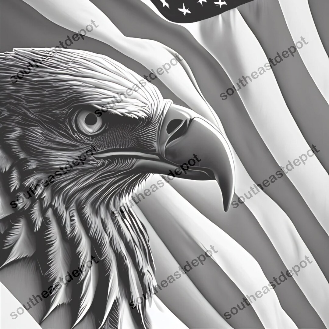Digital Design File American Eagle With USA Flag 3 Glowforge Lightburn ...