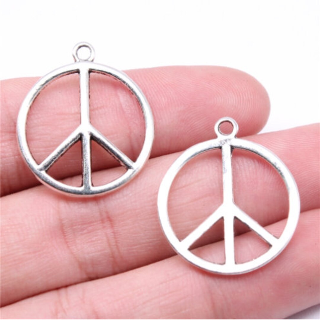 50PCS Peace Symbol Charms Pendant---16x14mm Antique Silver DIY Jewelry ...