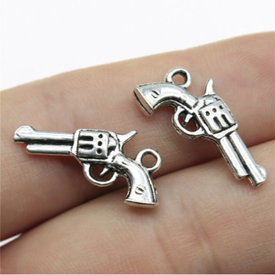 30pcs Revolver Charms Pendant 12x22mm Antique Silver DIY Jewelry ...