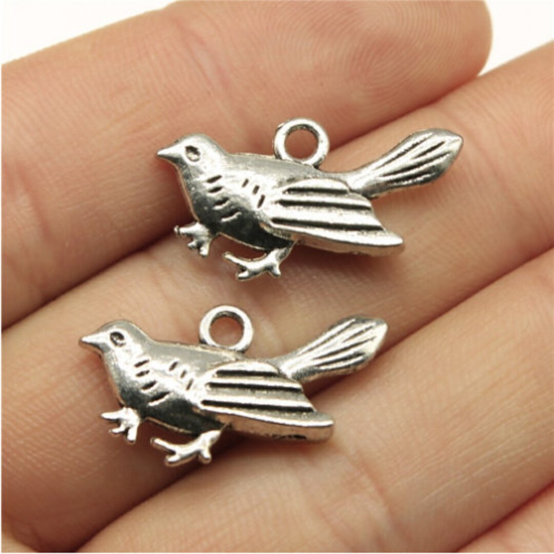 10pcs Magpie Charms Pendant 25x14mm Antique Silver DIY Jewelry Making ...